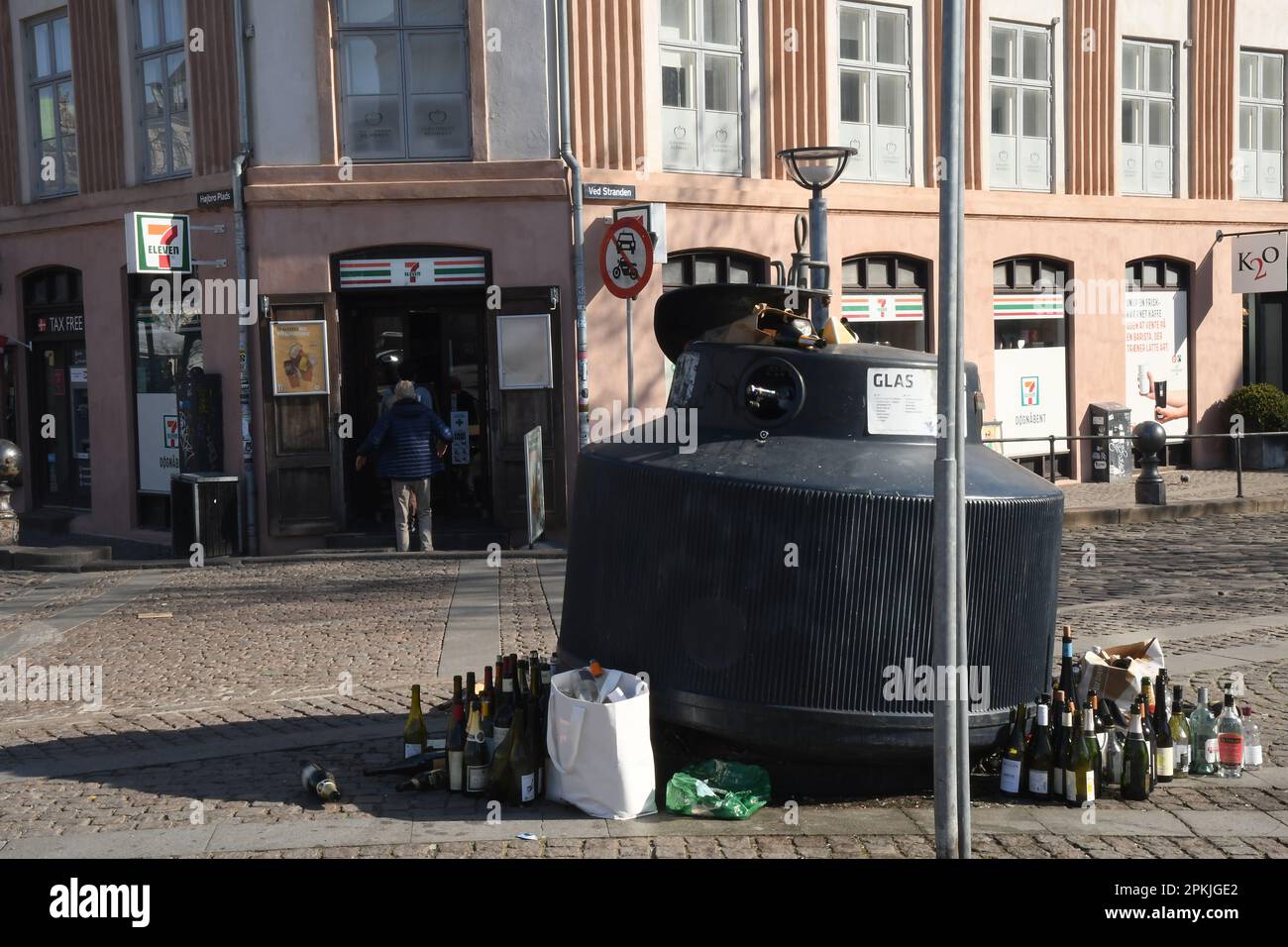 Copenhagen /Denmark/08 April 2023/ Empty btlle waste pile in recycle ...