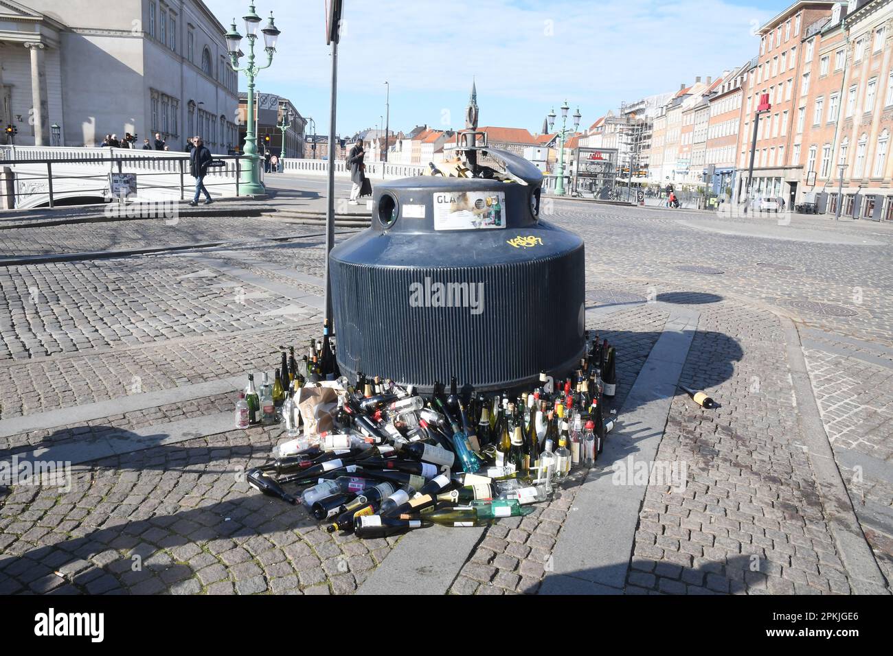 Copenhagen /Denmark/08 April 2023/ Empty btlle waste pile in recycle ...