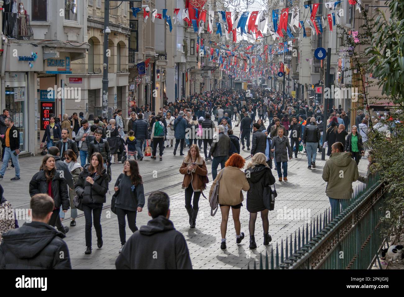 Famous Istiklal Street in Beyoglu district of Istanbul, Turkey Stock ...