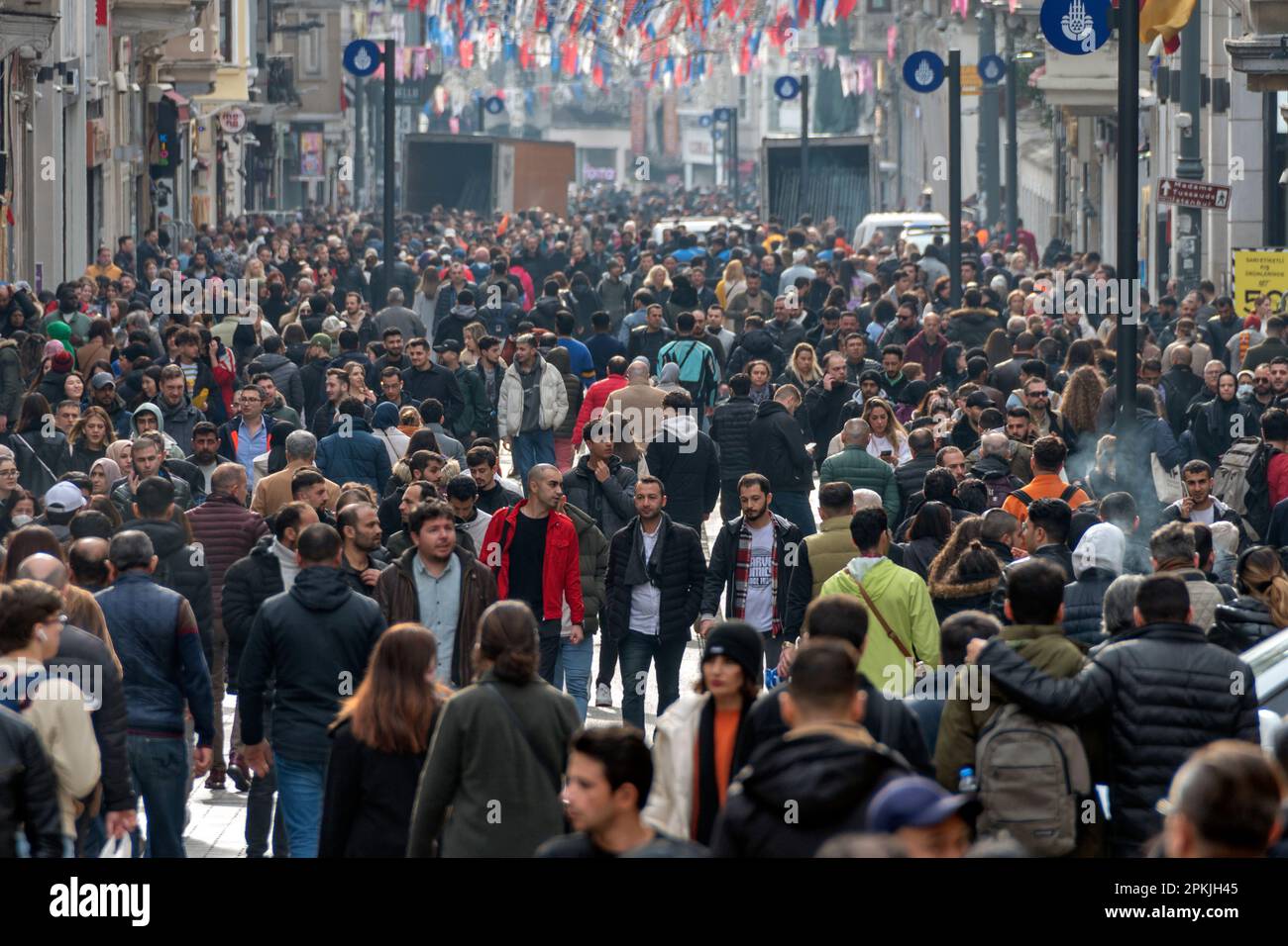 Famous Istiklal Street in Beyoglu district of Istanbul, Turkey Stock ...