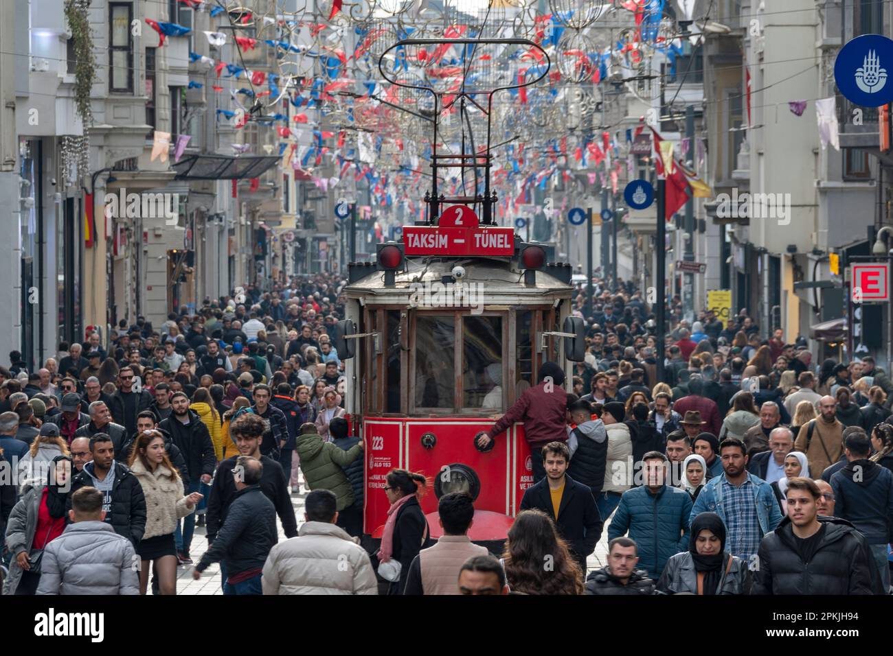 Famous Istiklal Street in Beyoglu district of Istanbul, Turkey Stock ...