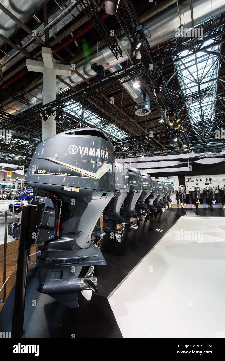 Japanese manufacturer Yamaha displays it's latest outboard engines at ...