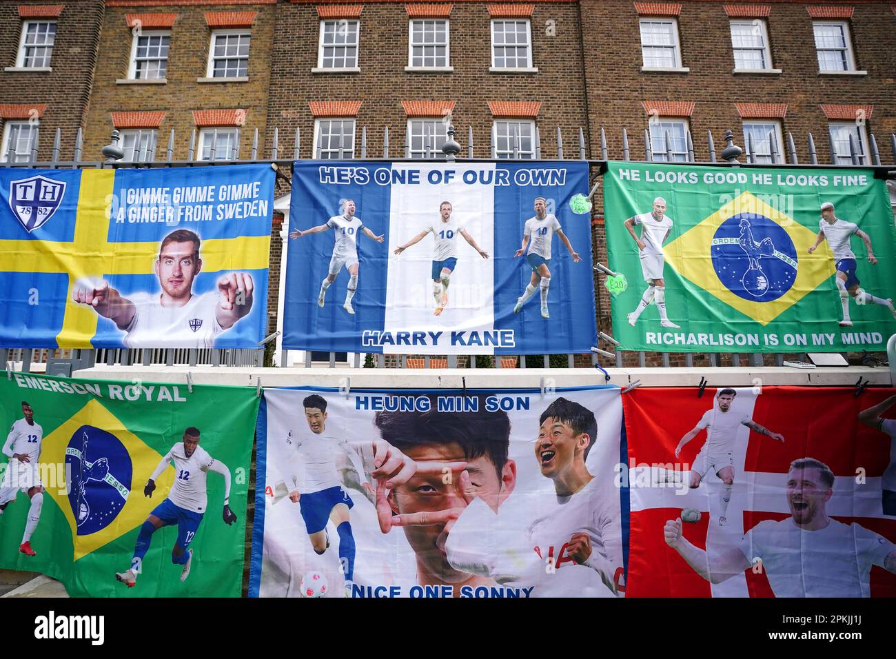 Flags for sale ahead of the Premier League match at the Tottenham ...