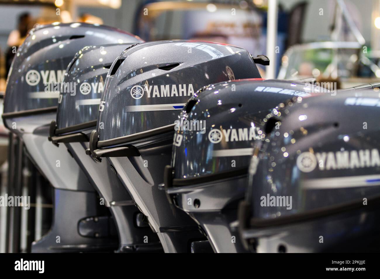 Japanese manufacturer Yamaha displays it's latest outboard engines at ...