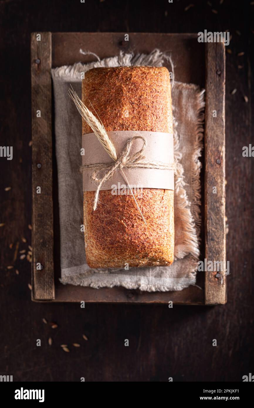 Homemade loaf of breads made with sourdough, water and flour. Rustic ...