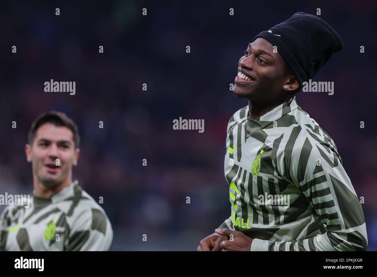 Rafael Leao of AC Milan smiling during Serie A 2022/23 football match ...