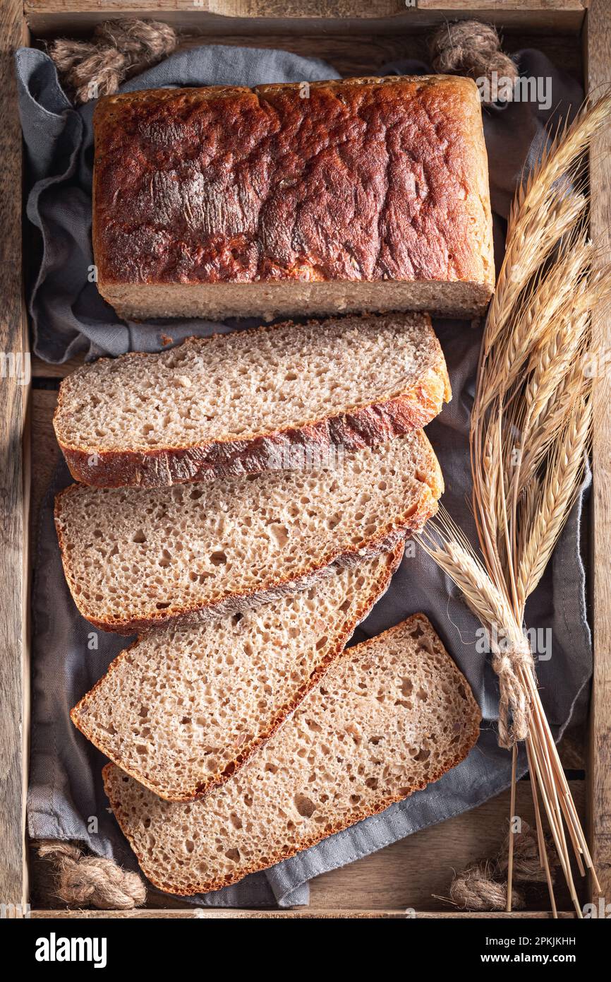 Homemade loaf of breads as source of protein and fibre. Multigrain homemade bread Stock Photo ...