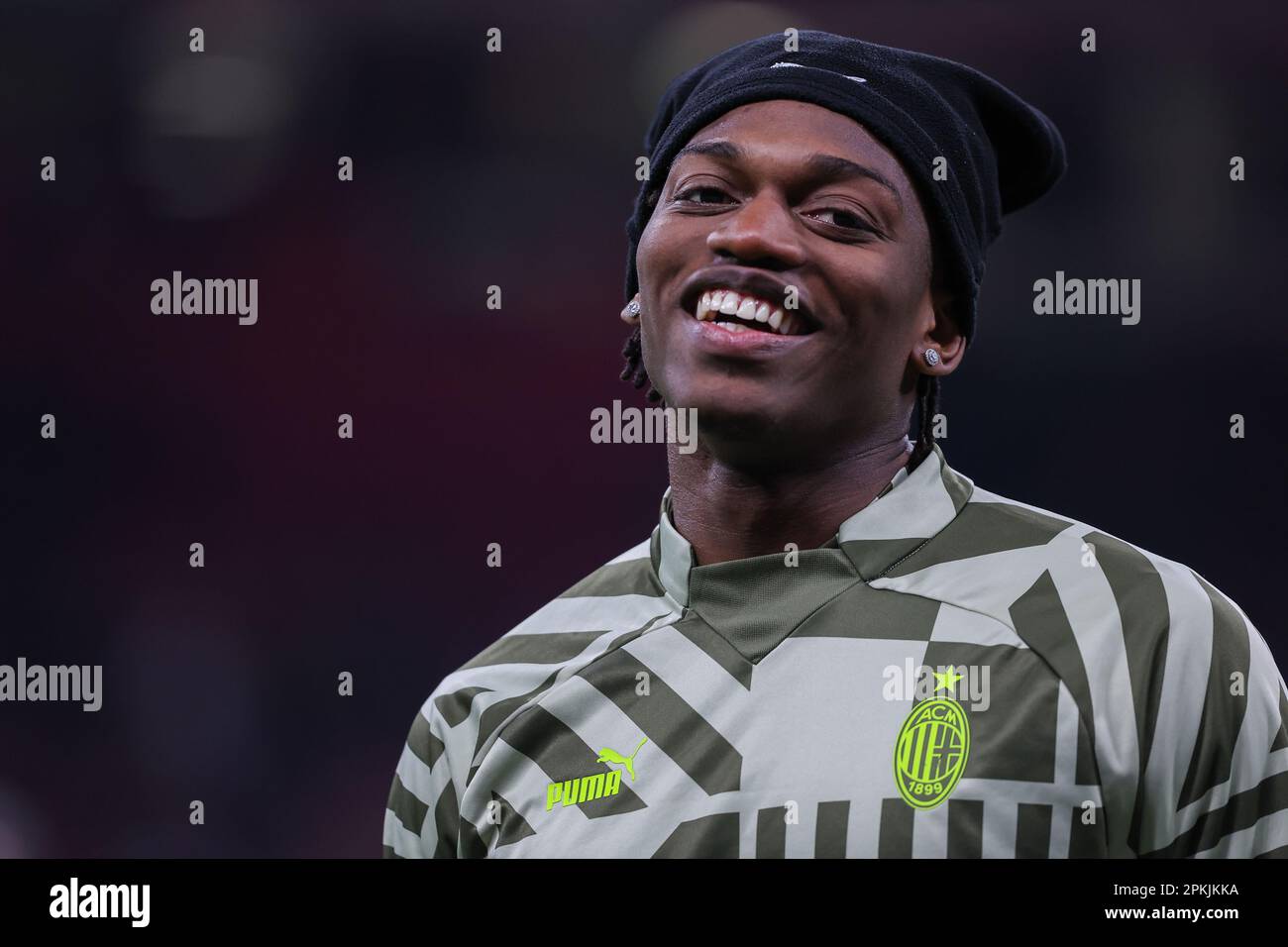 Rafael Leao of AC Milan smiling during Serie A 2022/23 football match ...