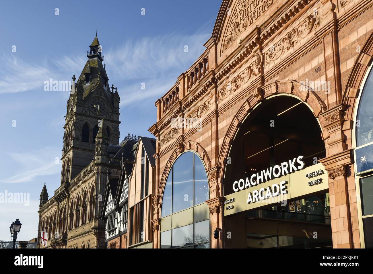 The refurbished entrance to the Coachworks Arcade in the former library ...