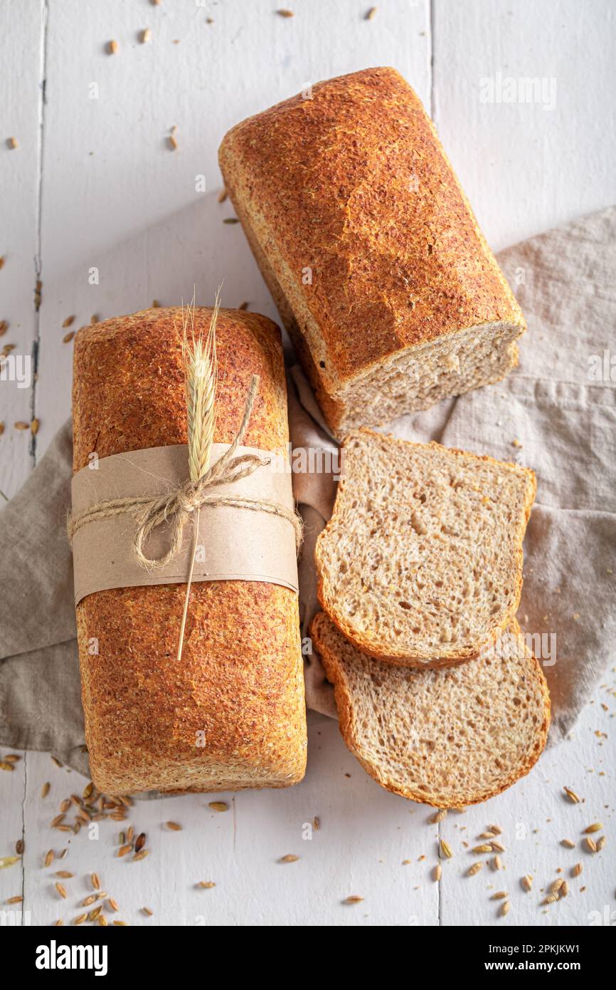 Rustic loaf of breads ready to eat. Bread in countryside Stock Photo ...