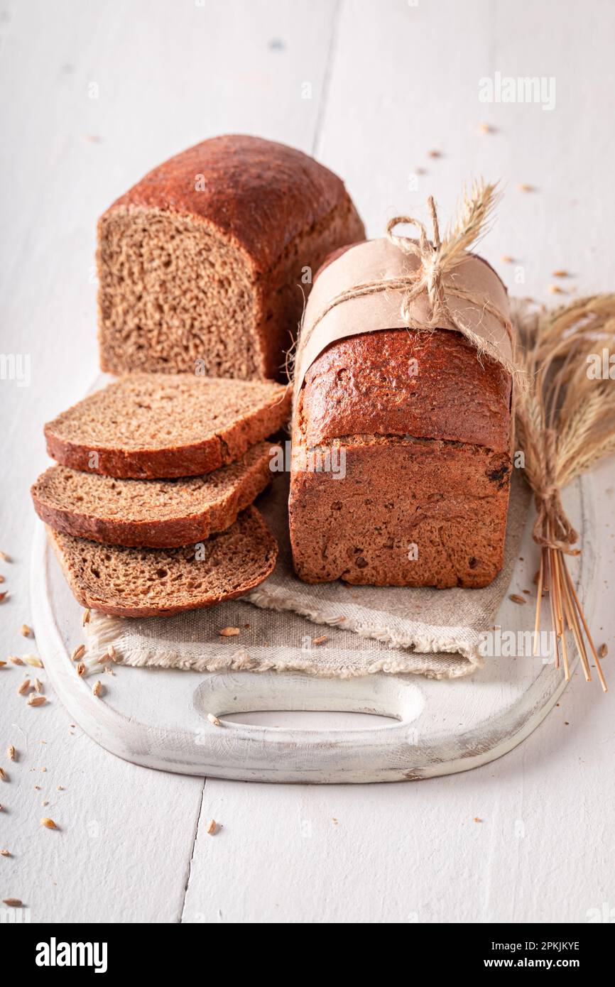 Homemade loaf of breads ready to eat. Bread in countryside Stock Photo ...