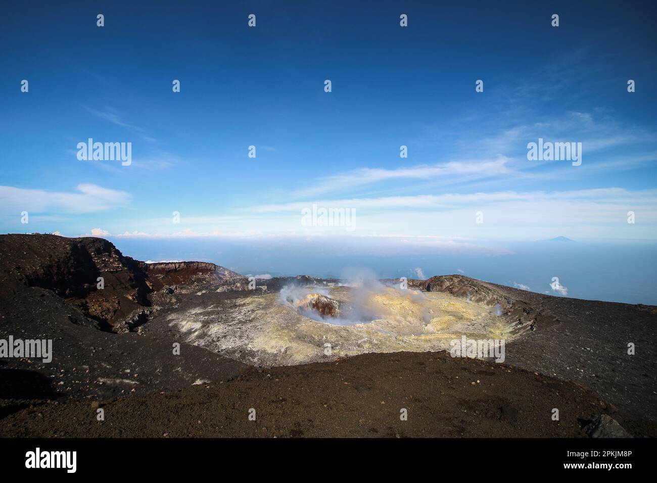 The crater of Mount Slamet. the highest mountain crater in Central Java ...
