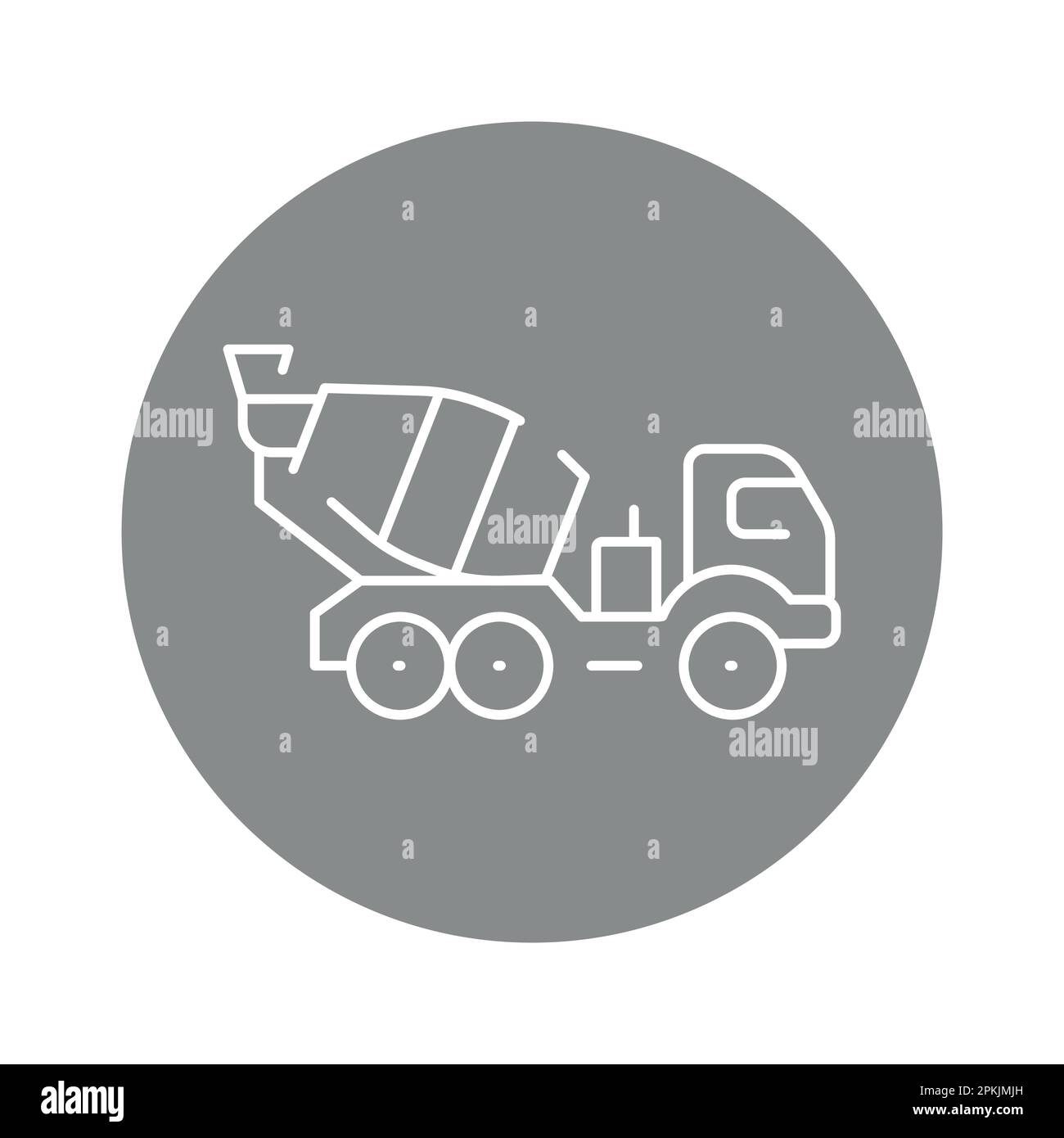 Concrete truck olor line icon. Road construction. Pictogram for web ...