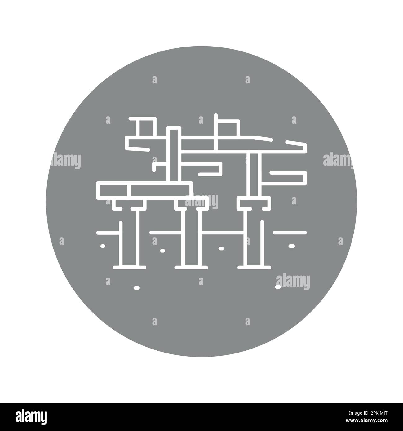 Bridge building olor line icon. Road construction. Pictogram for web ...