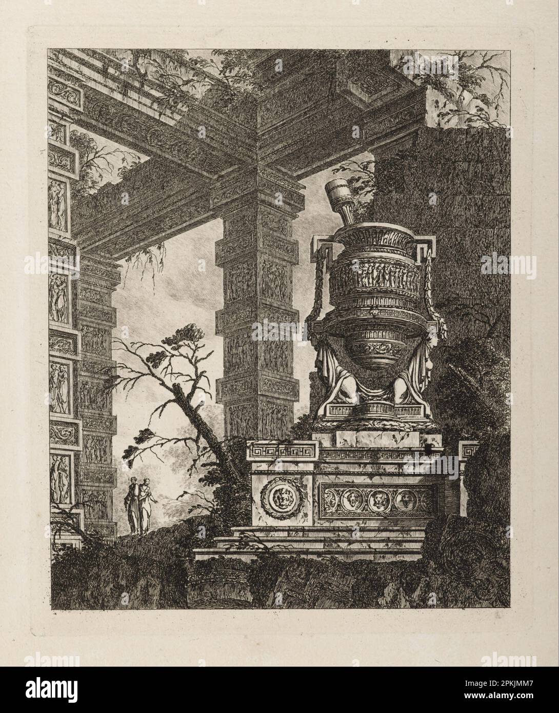 Architectural Fantasy with Monumental Mortar, Plate 2 from "Vasi ...