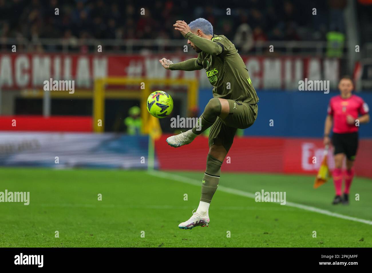 Theo Hernandez of AC Milan in action during Serie A 2022/23 football ...