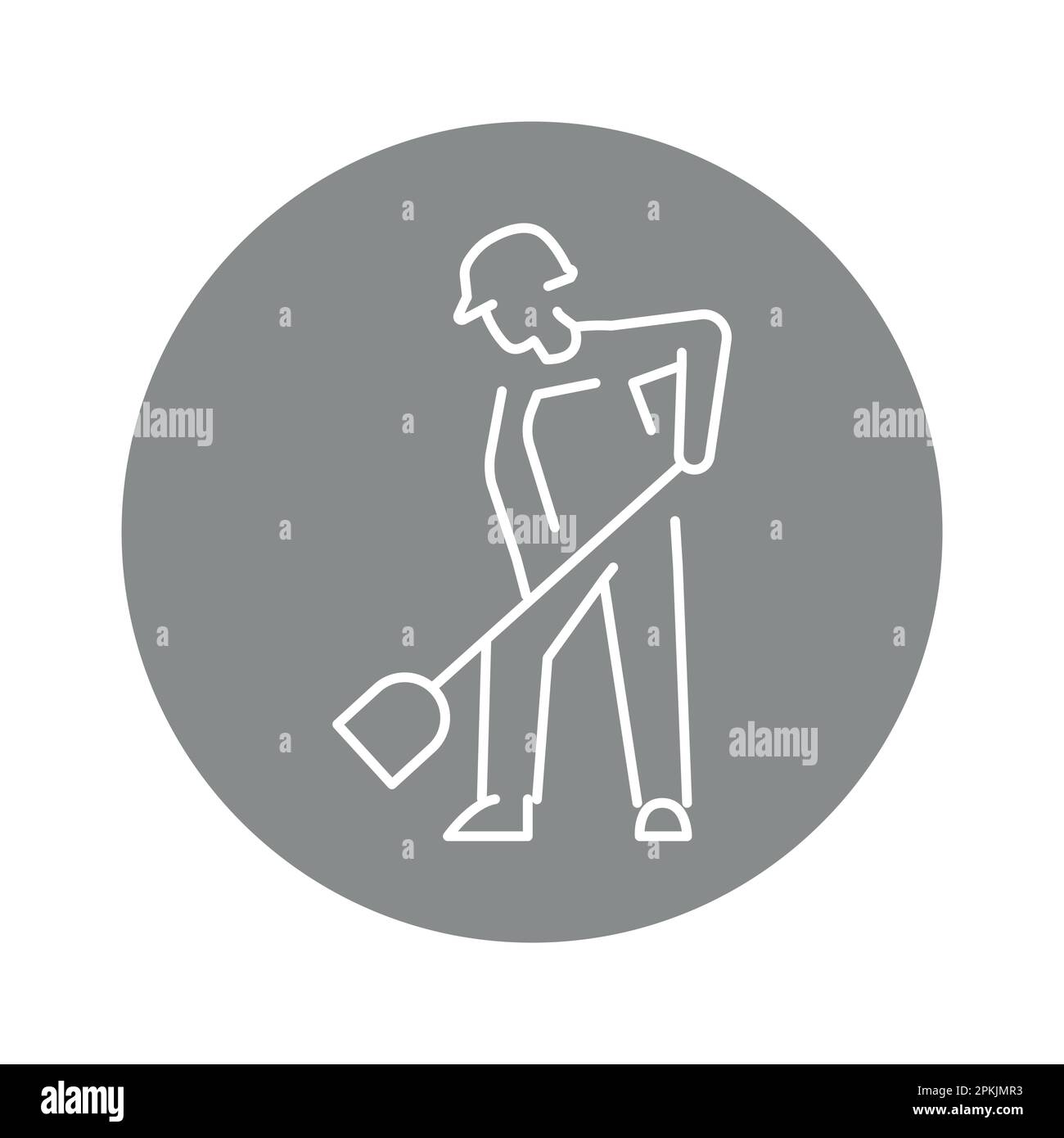 Shovel worker olor line icon. Road construction. Pictogram for web page ...