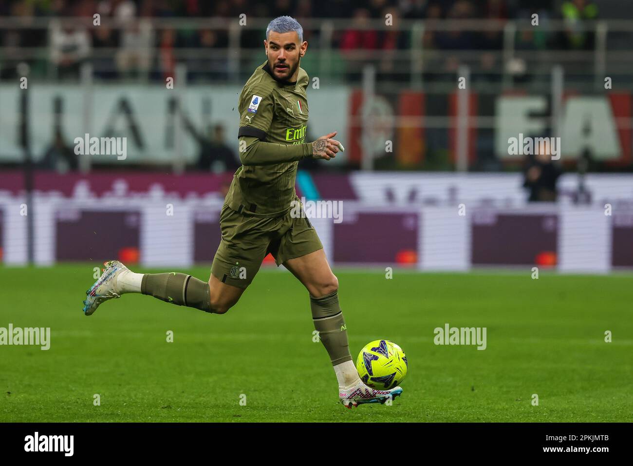 Theo Hernandez of AC Milan in action during Serie A 2022/23 football ...