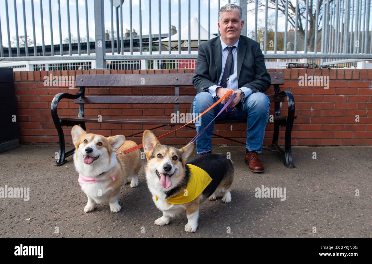 Participants wait to take part in the Corgi Derby at Musselburgh ...
