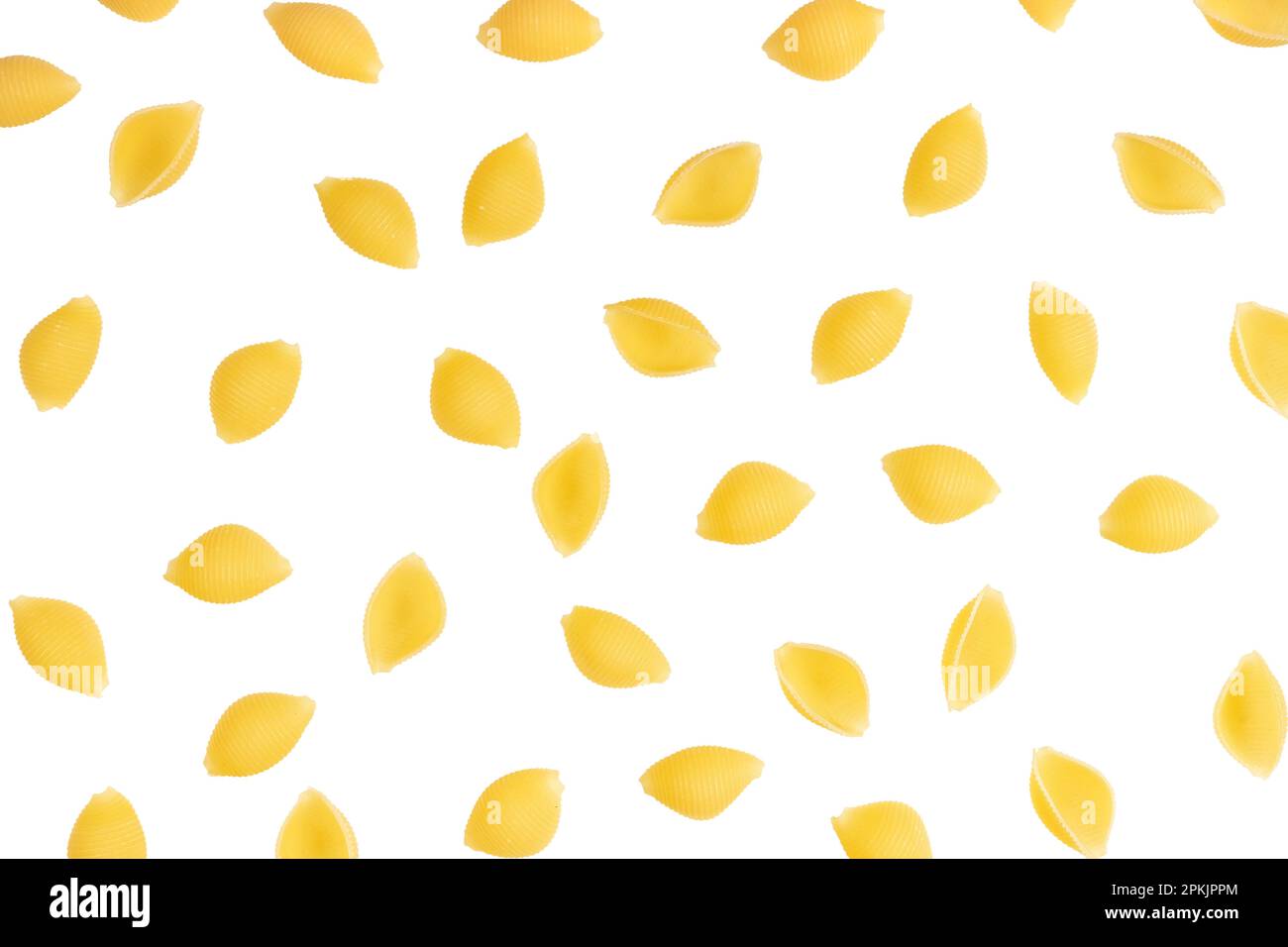 Conchiglioni spaghetti pattern, food background. Scattered raw pasta ...