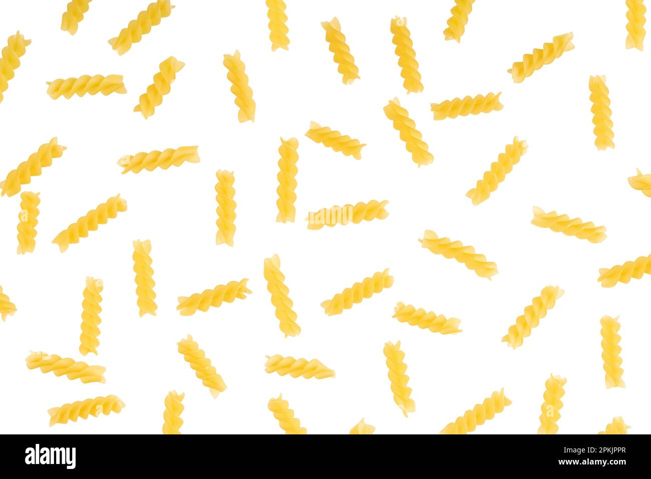Fusilli spaghetti pattern, food background. Scattered raw pasta ...