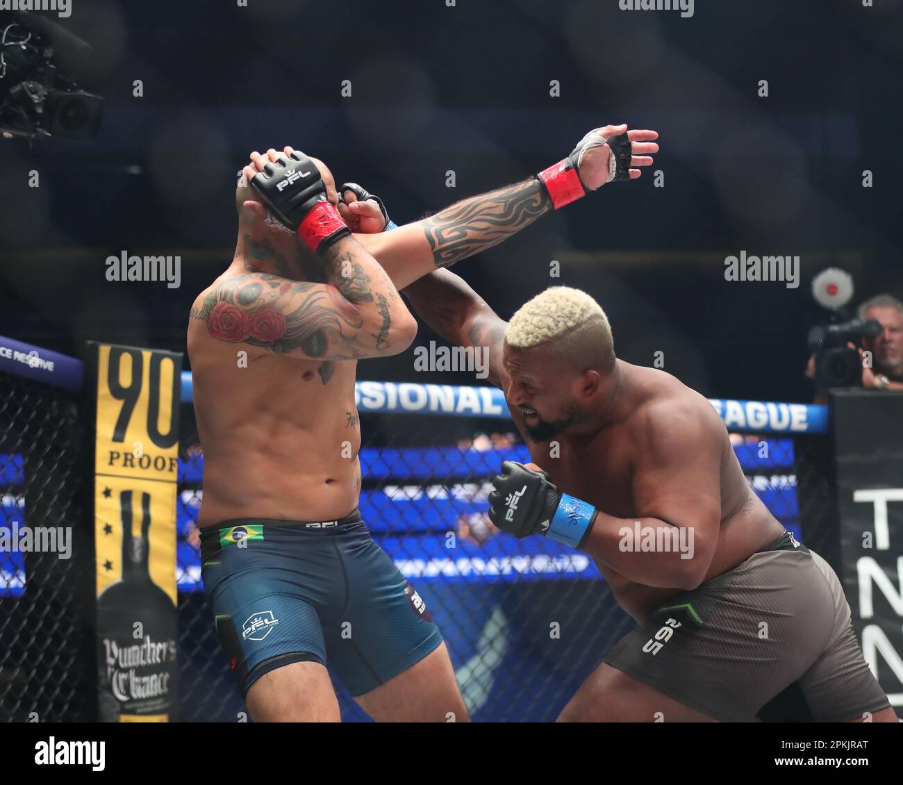 LAS VEGAS, NEVADA - APRIL 7: Danilo Marques and Yorgan De Castro meet in the octagon for their ...