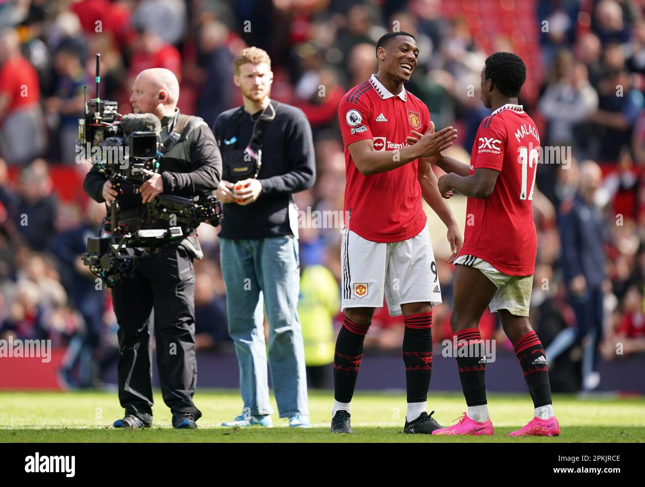 Manchester United's Anthony Martial and Tyrell Malacia at full time ...