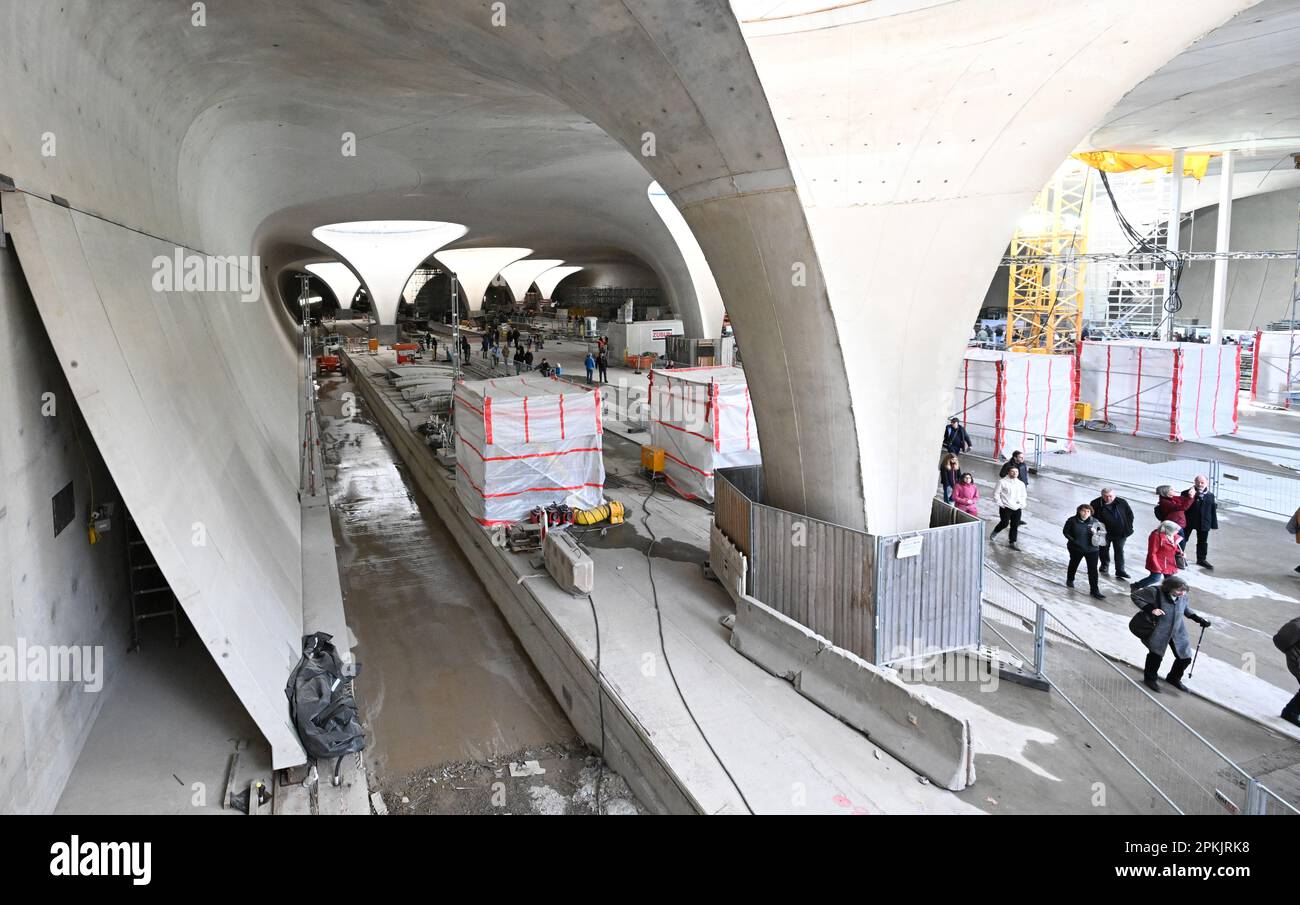 Stuttgart, Germany. 08th Apr, 2023. At the construction site of Stuttgart's new underground ...