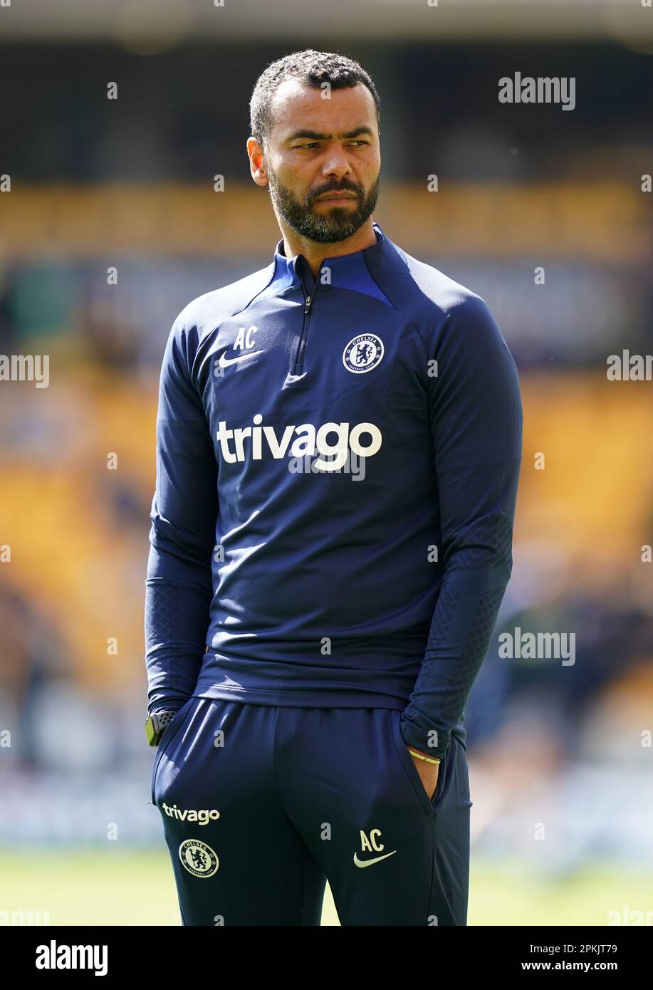 Chelsea coach Ashley Cole before the Premier League match at Molineux ...
