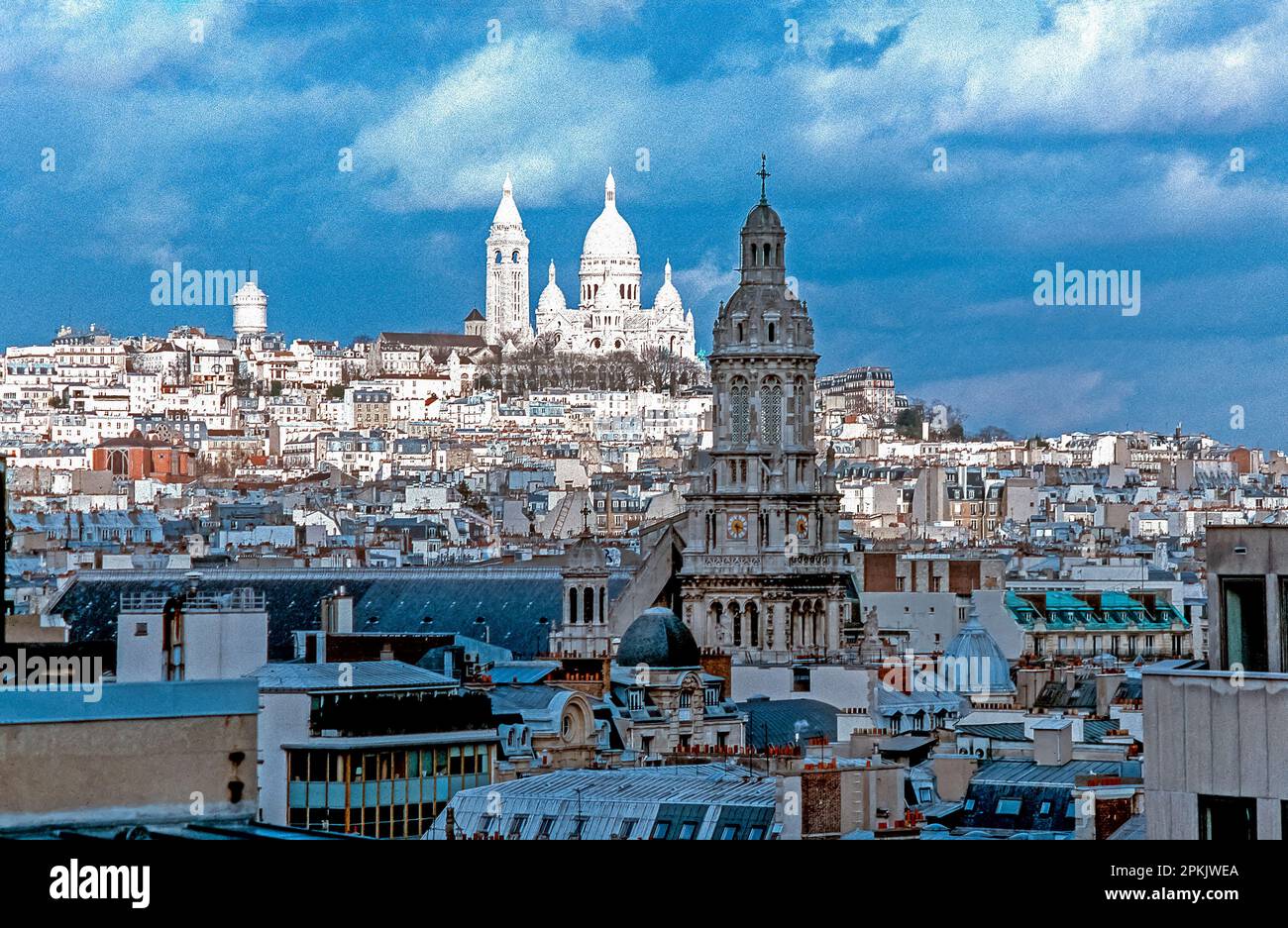 PARIS, France - Overview, Cityscape, Center City, Rooftops, Sacre Coeur ...