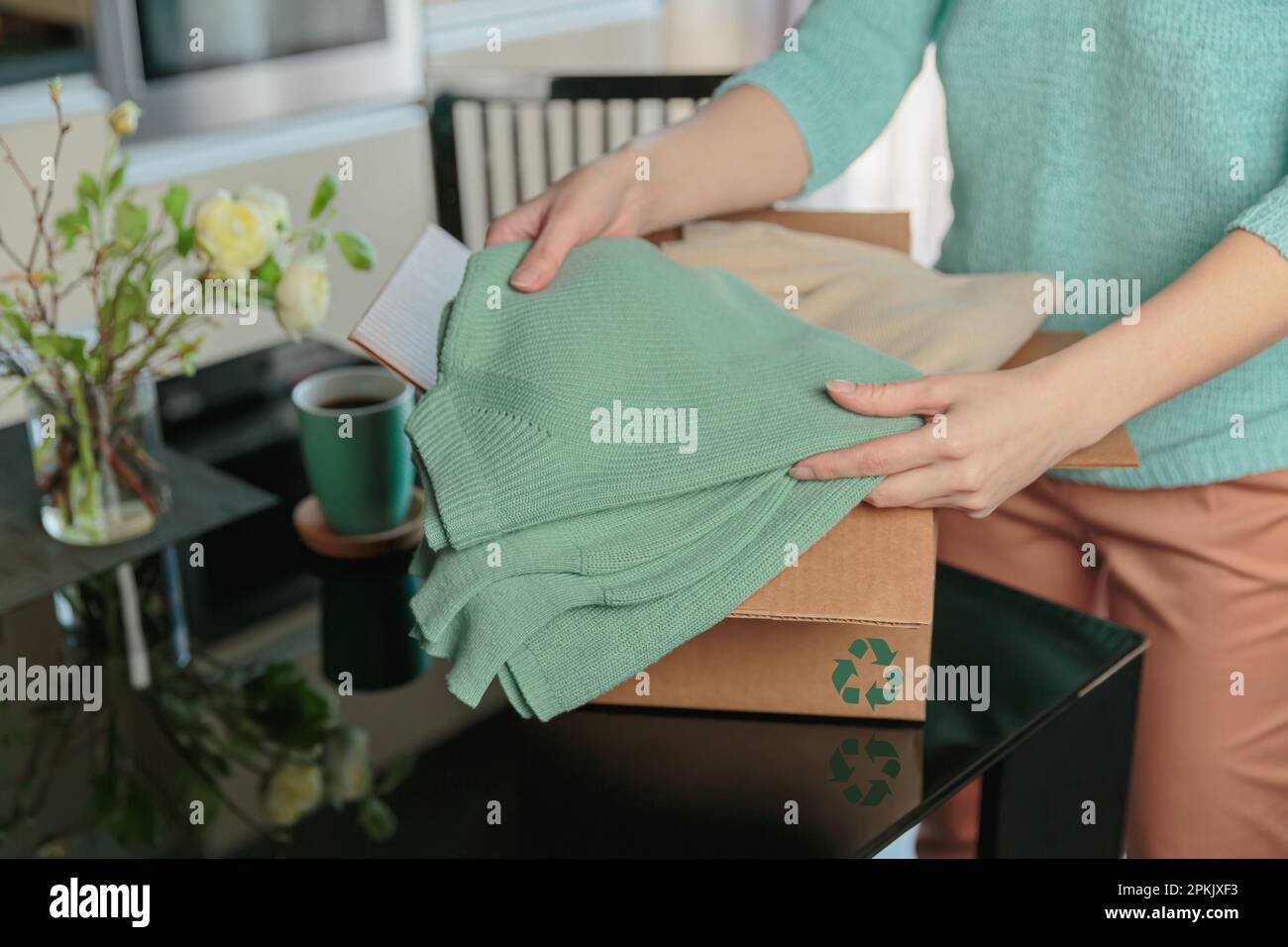 Reusing, recycling materials and reducing waste in fashion Stock Photo ...