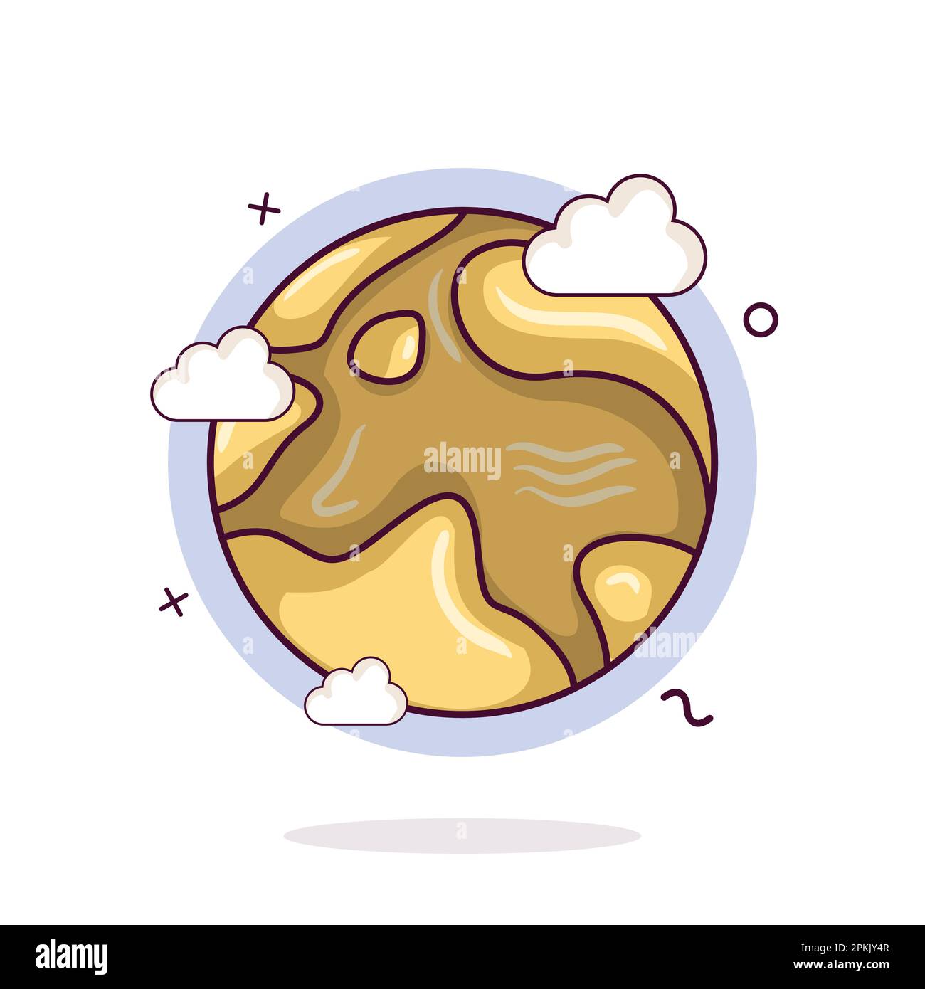 Apocalyptic Dying Earth Landscape Icon. Cute Vector Illustration Stock ...