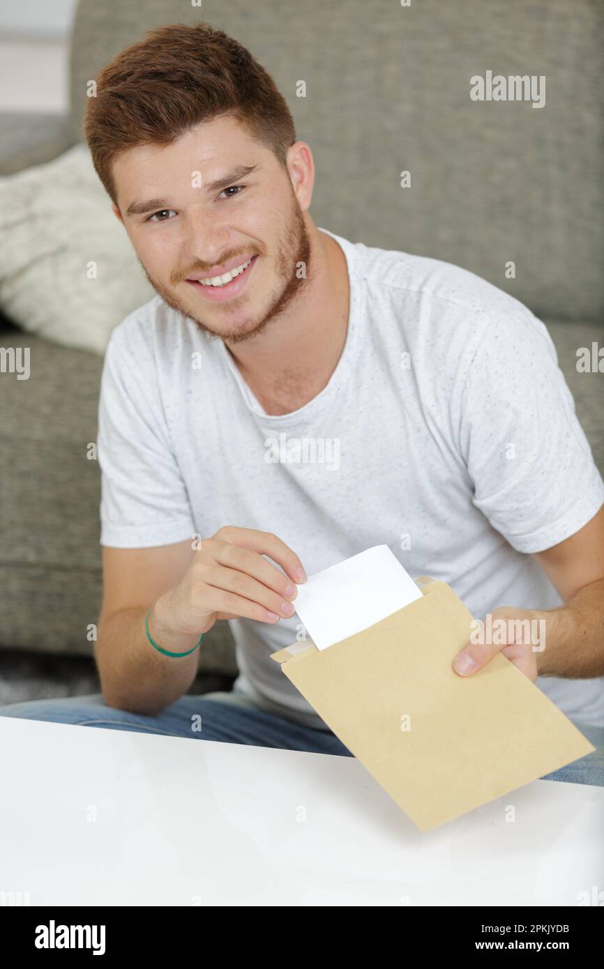happy man with his appointment letter Stock Photo - Alamy