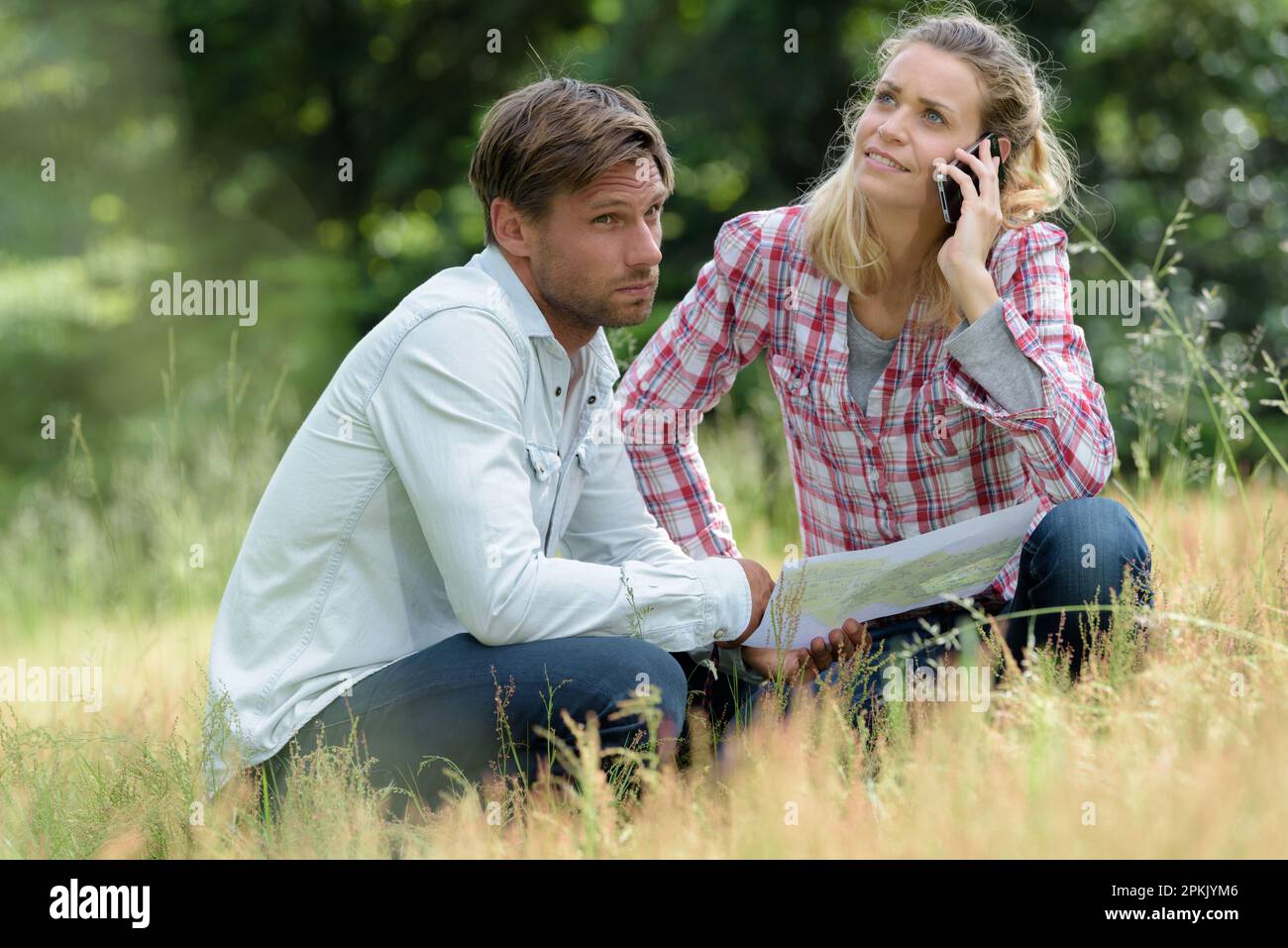 lost couple in the forest Stock Photo - Alamy