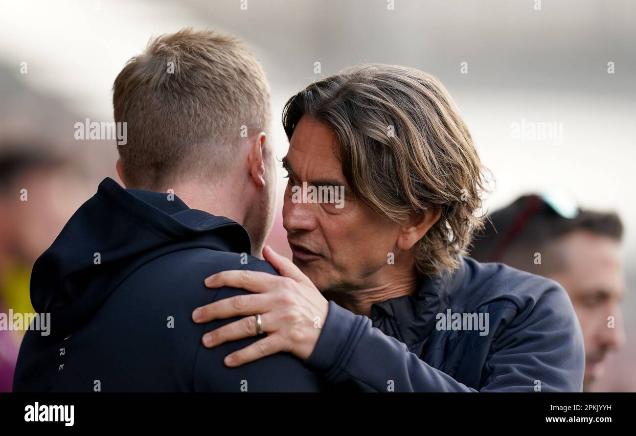 Brentford manager Thomas Frank (right) and Newcastle United manager ...