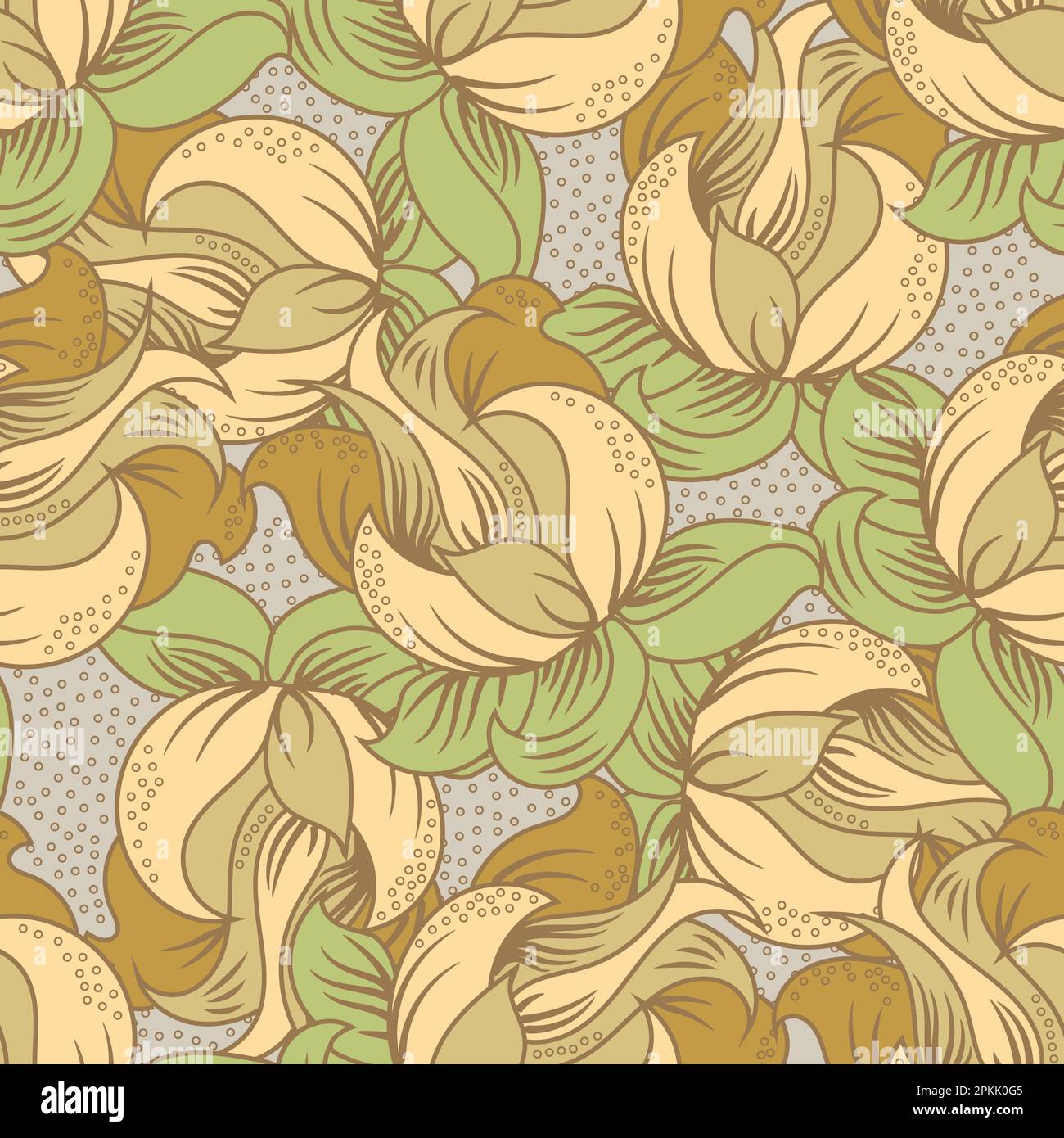 Vintage flower seamless vector texture pattern background. Overlapping ...