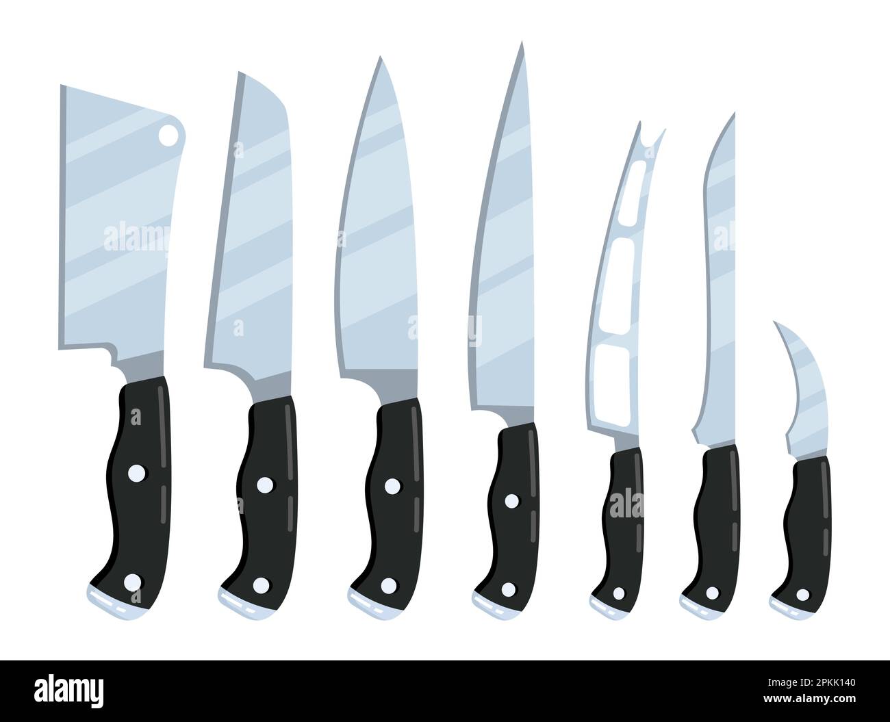 Kitchen knives set vector. Professional kitchen knives for cutting meat ...