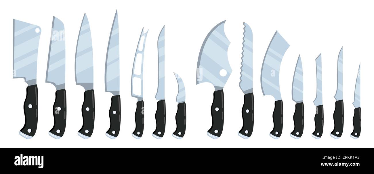 Kitchen knives set vector. Professional kitchen knives for cutting meat ...