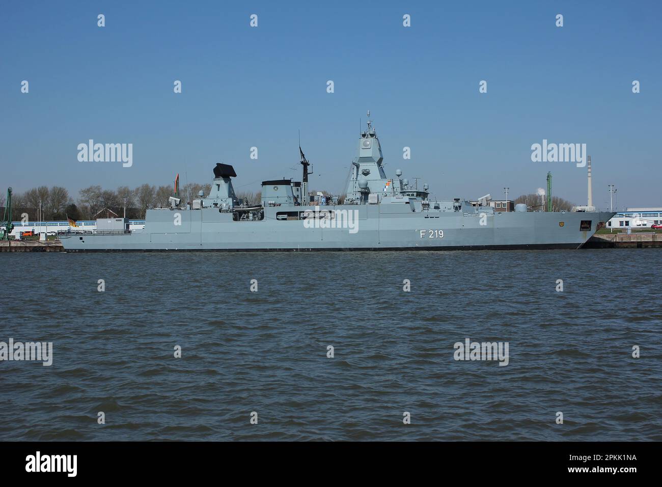German Frigate SACHSEN of Class-124 moored at the Wilhelmshaven Naval ...