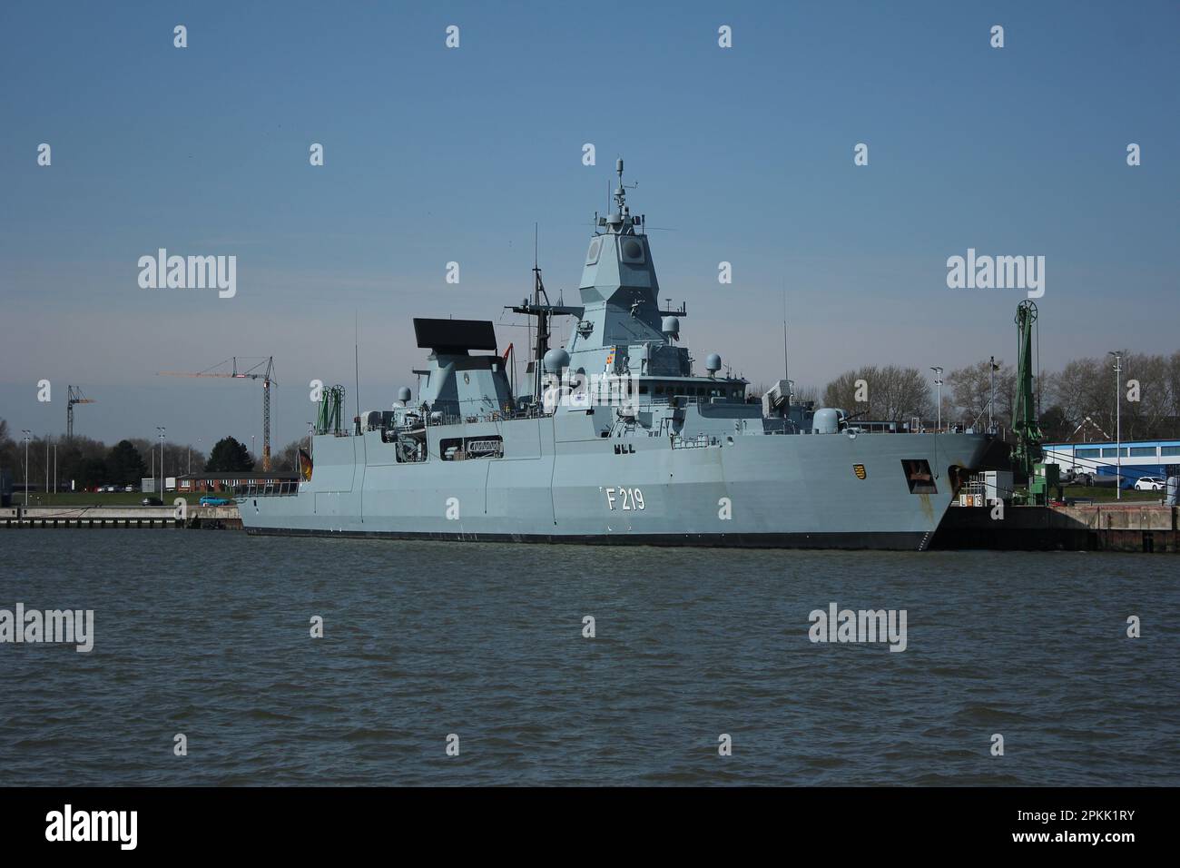 German Frigate SACHSEN of Class-124 moored at the Wilhelmshaven Naval ...