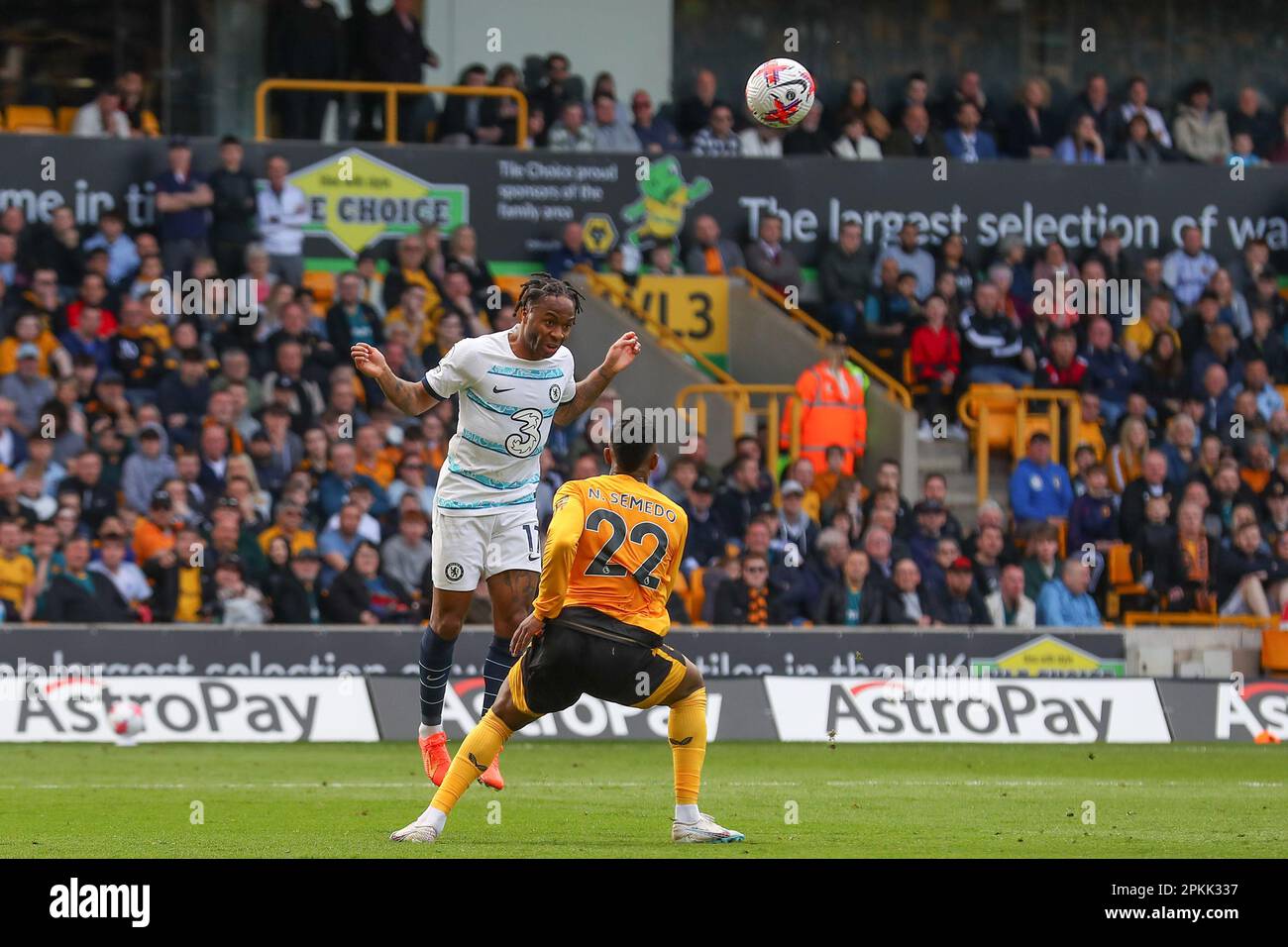 Raheem Sterling #17 of Chelsea heads the ball goalwards during the ...