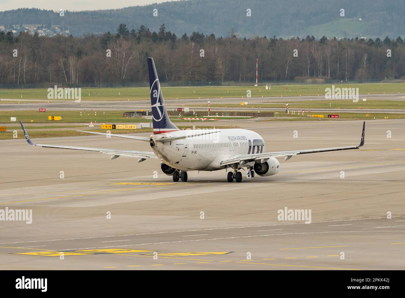 Zurich, Switzerland, January 2, 2023 LOT Polish airlines Boeing 737-89P ...