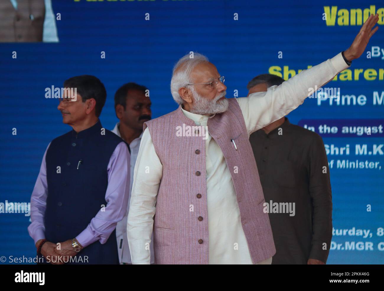 Chennai, India. 08th Apr, 2023. Prime Minister Narendra Modi flags off the 'Vande Bharat’ super ...