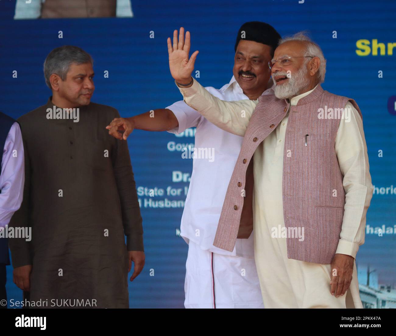 Chennai, India. 08th Apr, 2023. Prime Minister Narendra Modi flags off the 'Vande Bharat’ super ...