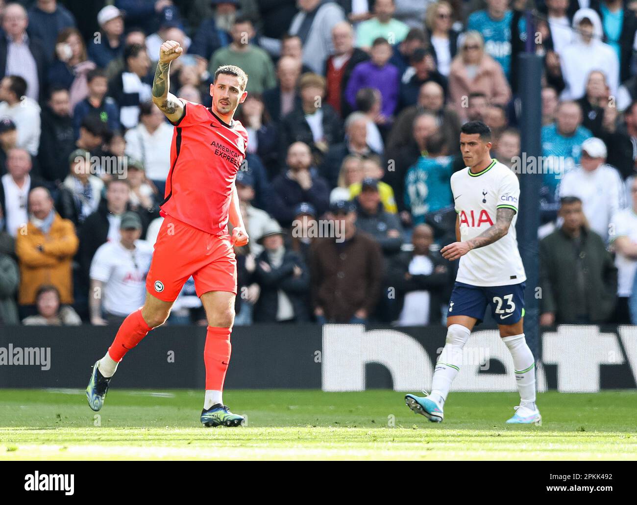 London, UK. 8th Apr, 2023. Lewis Dunk of Brighton and Hove Albion ...