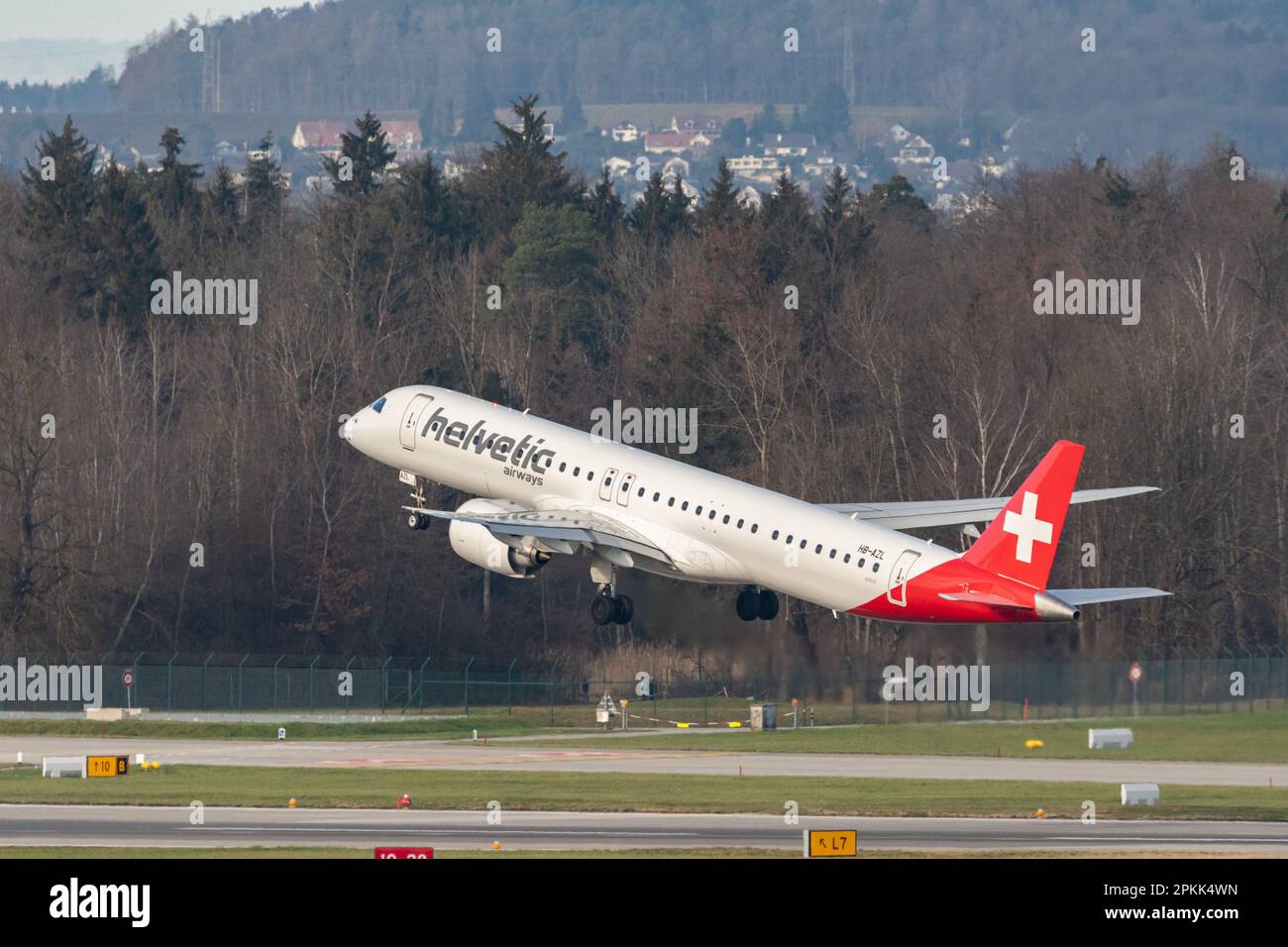 Zurich, Switzerland, January 2, 2023 Helvetic airways Embraer E195-E2 ...