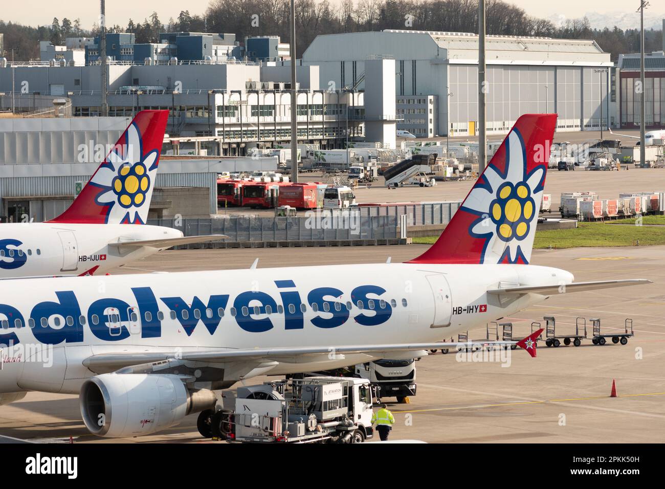 Zurich, Switzerland, January 2, 2023 Edelweiss Airbus A320-214 aircraft ...
