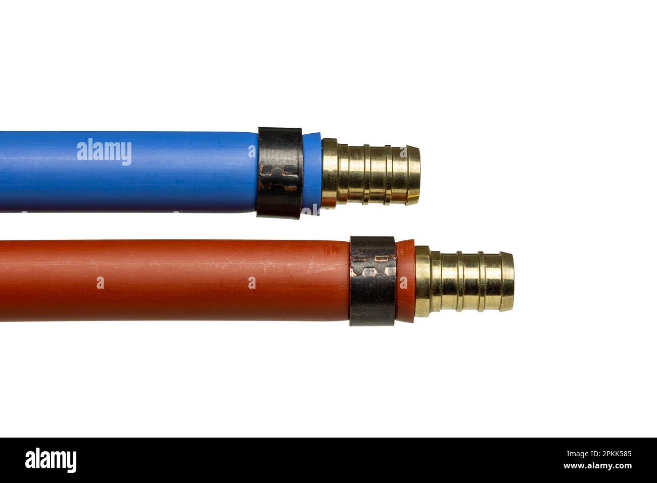 Blue and Red (Cold and Hot) Pex Water Pipe with Open Connectors Stock ...