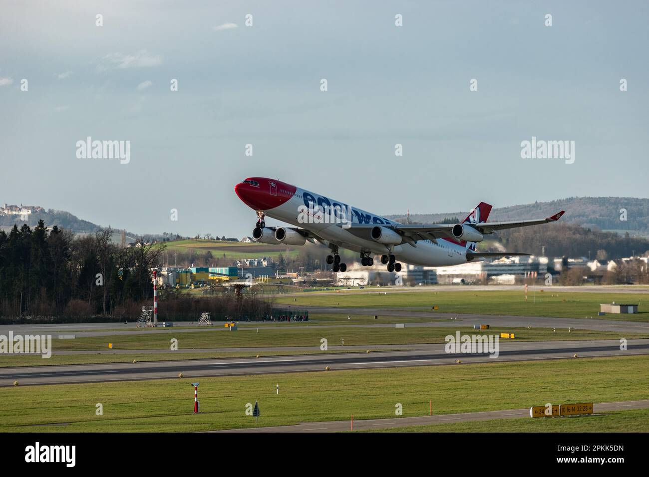 Zurich, Switzerland, January 2, 2023 Edelweiss Airbus A340-313X ...