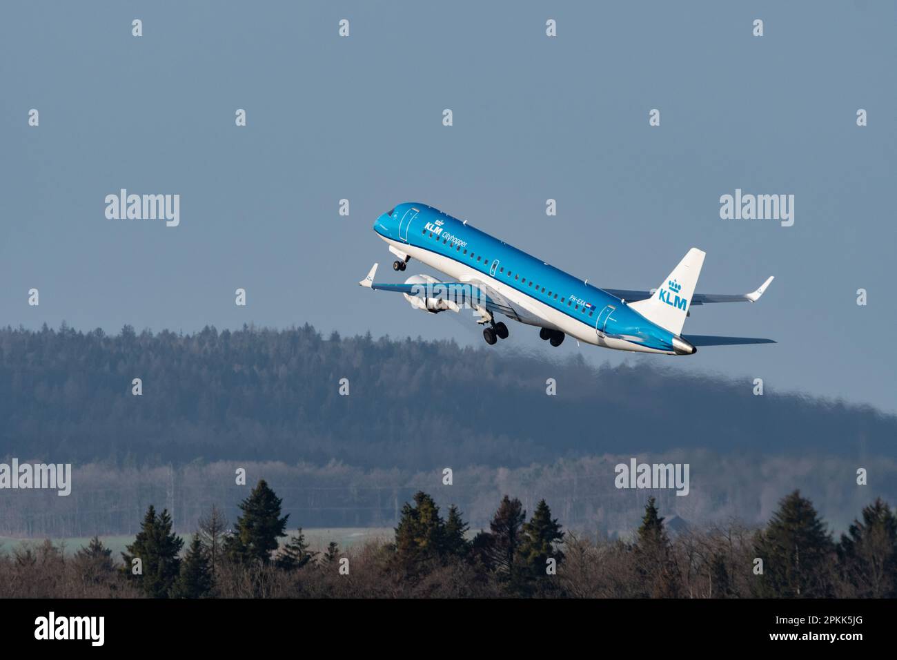 Zurich, Switzerland, January 2, 2023 KLM Royal Dutch Airlines Embraer ...